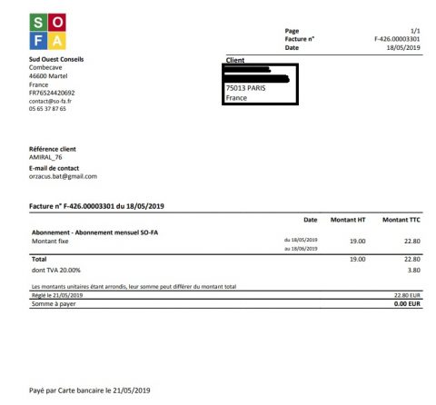 Comment consulter mes factures abonnement au logiciel bâtiment SO-FA?